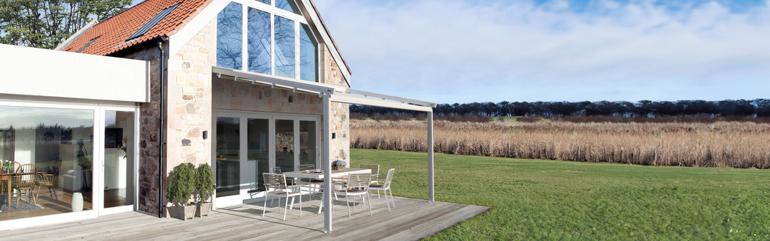 Retractable canopies - pitched roof – Outside Structures